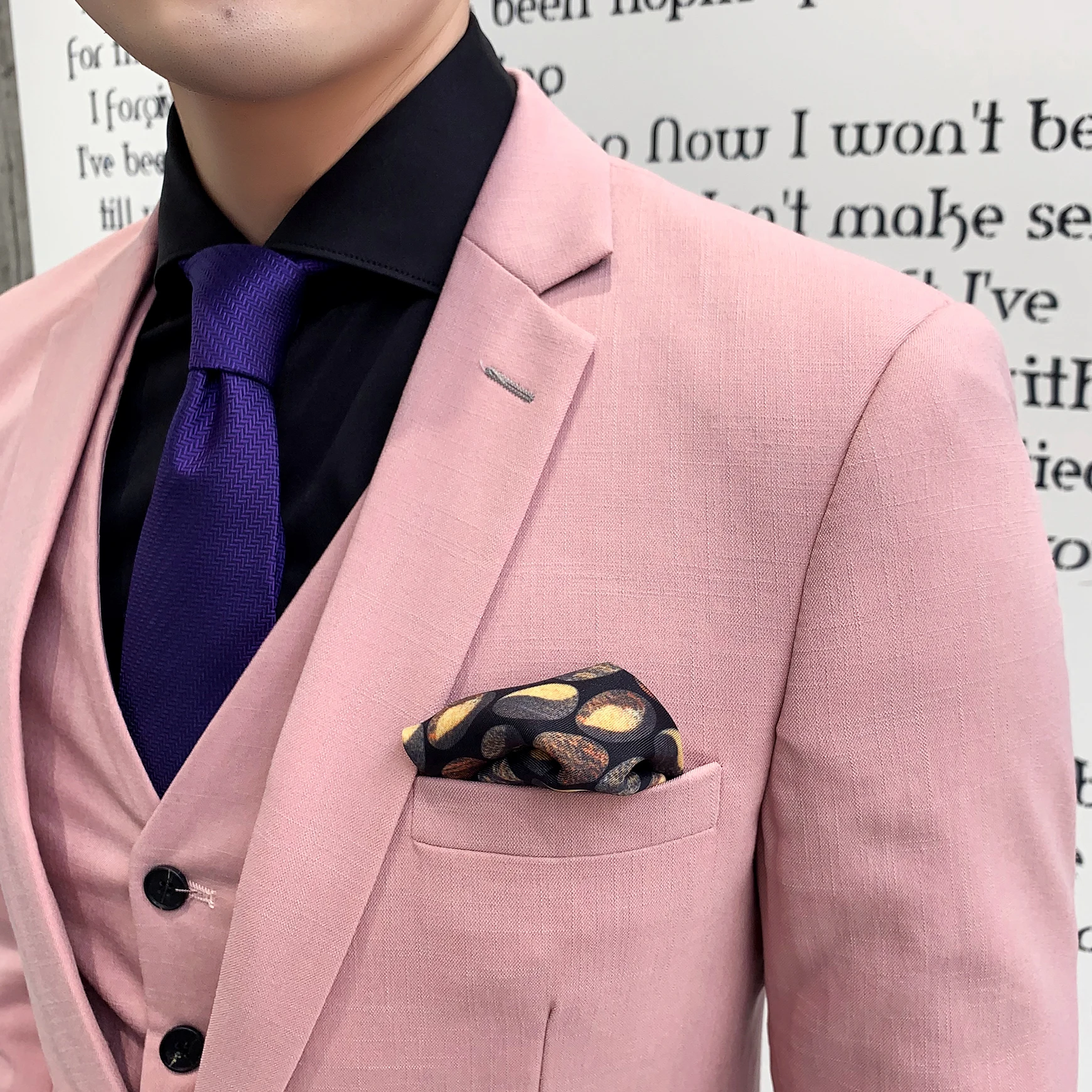 New Fashion men wedding suit 3-piece pink groom suit 2019 social Party ...