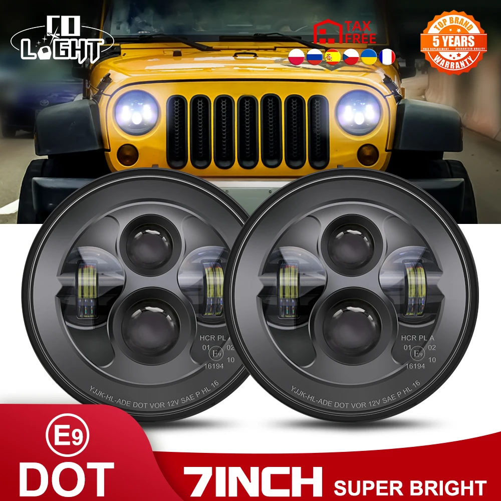 Co Light 7" Led Headlight Dot E9 High Low Beam Car Motorcycle Headlight ...
