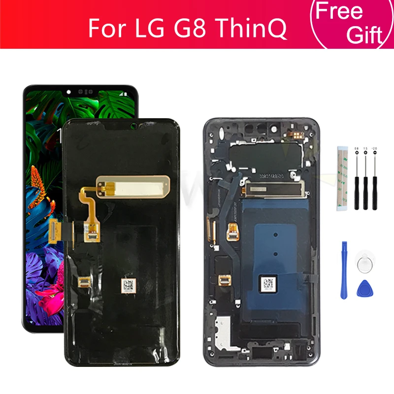 LG G8 LCD 디스플레이 터치 스크린 디지타이저 어셈블리, LG G8 ThinQ 스크린용 프레임 포함, LMG820QM7 ...