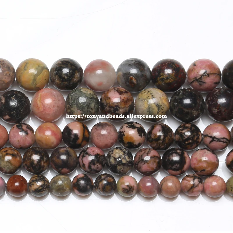 Natural Black Lace Rhodonite Stone Beads In Loose 15" Strand 4 6 8 10 ...