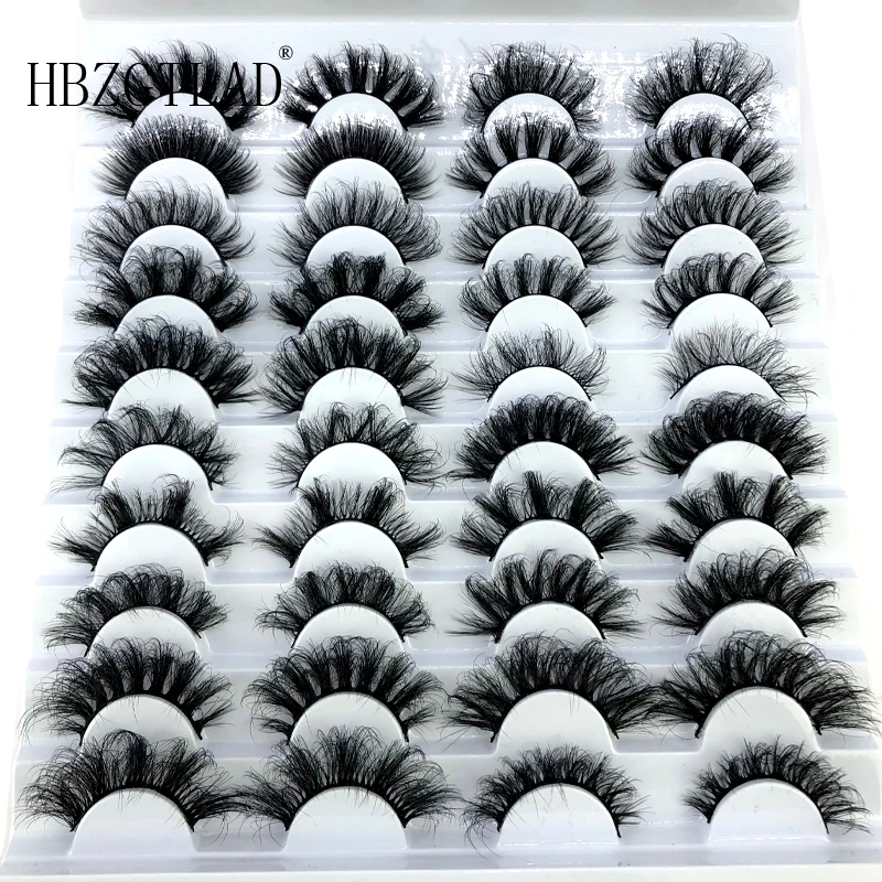 NEW 20 Pairs Fluffy Lashes 25mm 3D Mink Lashes Long Thick Natural False ...