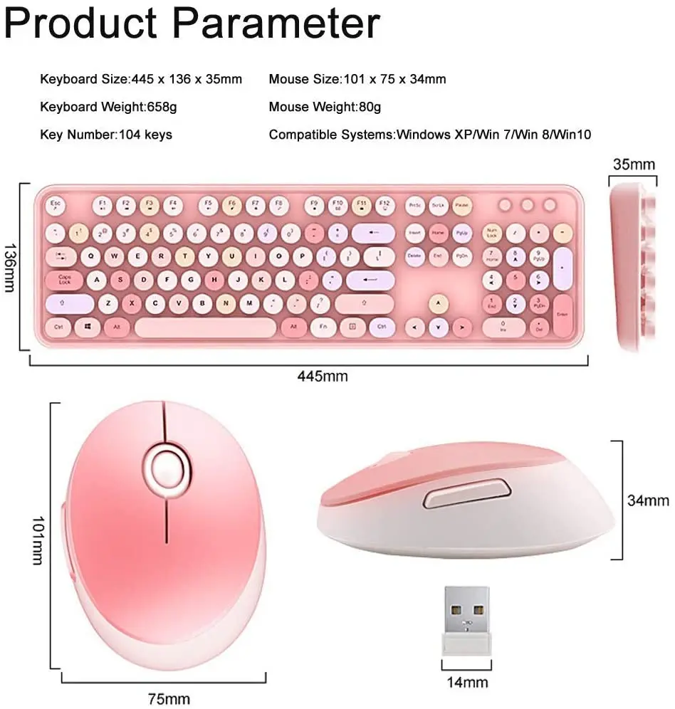 Wireless Keyboard Mouse 2.4Ghz Gaming Mechanical Feeling Float keycap ...