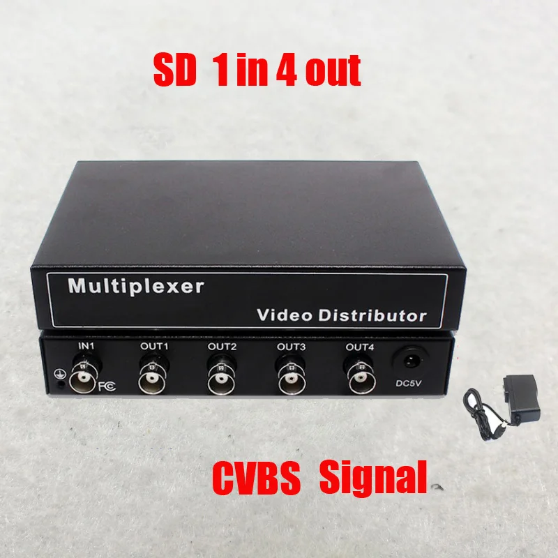 Free Shipping 1 In 4 Out Composite Bnc Connector Video Distributor ...