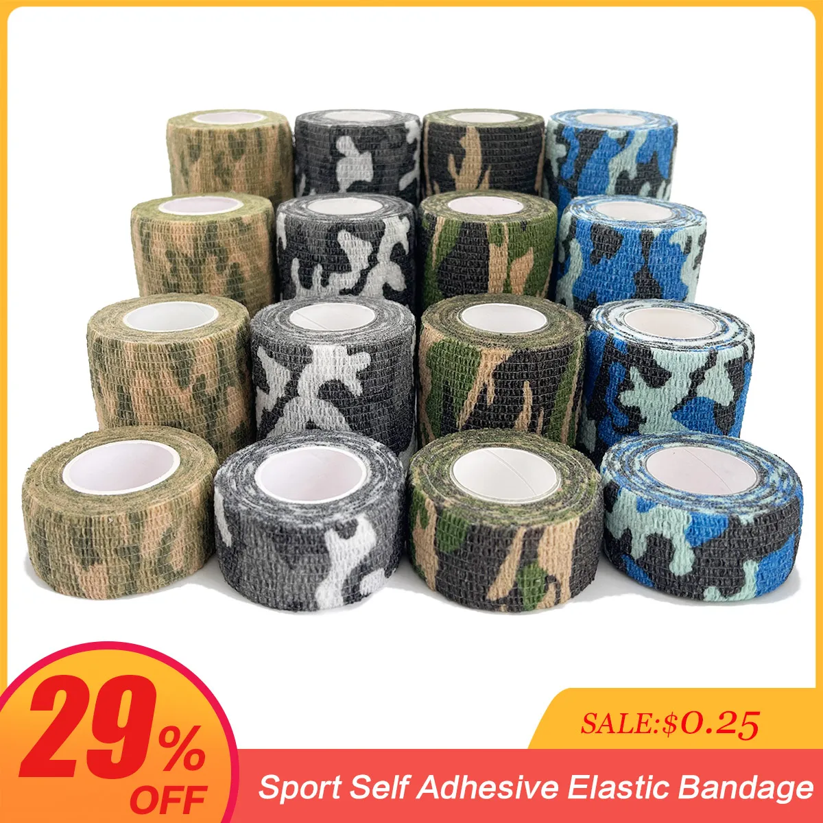 4.8m Camouflage Elastic Wrap Tape Hunt Disguise Elastoplast Self ...