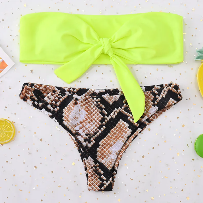 Sexy micro Bikini 2023 Women Swimsuit Scoop Neck Striped Swimwear Knot ...