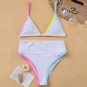 Sexy triangle bikini swimsuit female bathers two pieces High waist ...
