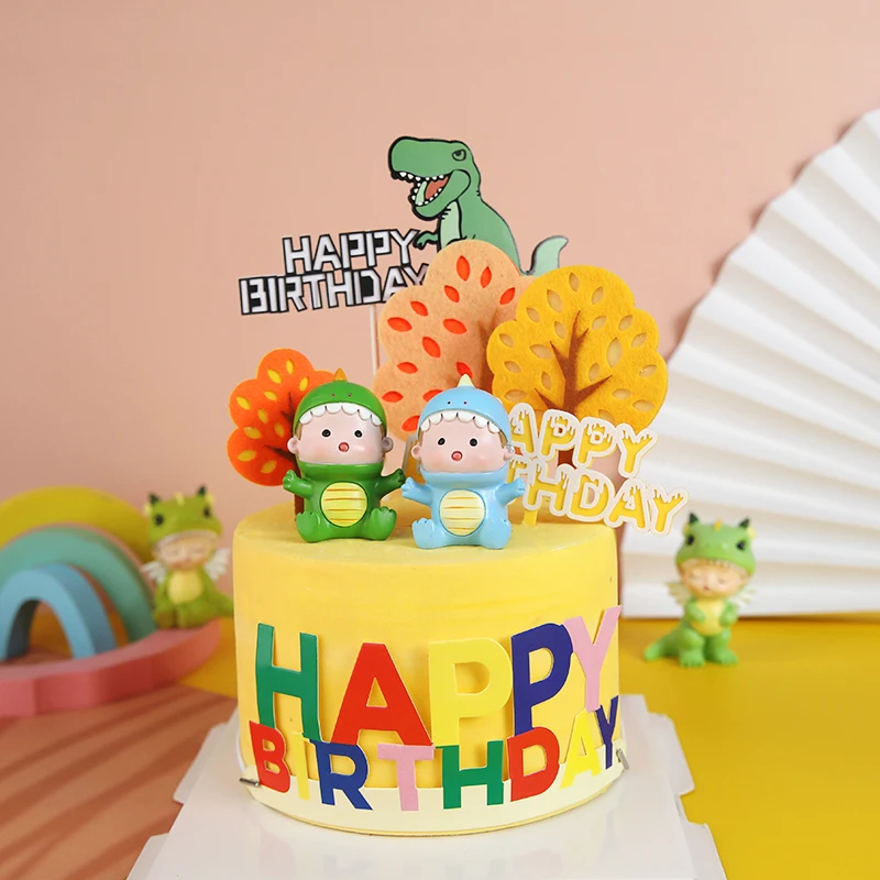 어린이 첫 번째 생일 파티 공룡 케이크 토퍼 디노 배너 플래그 정글 사파리 생일 파티 용품 공룡 케이크 장식케이크 데코