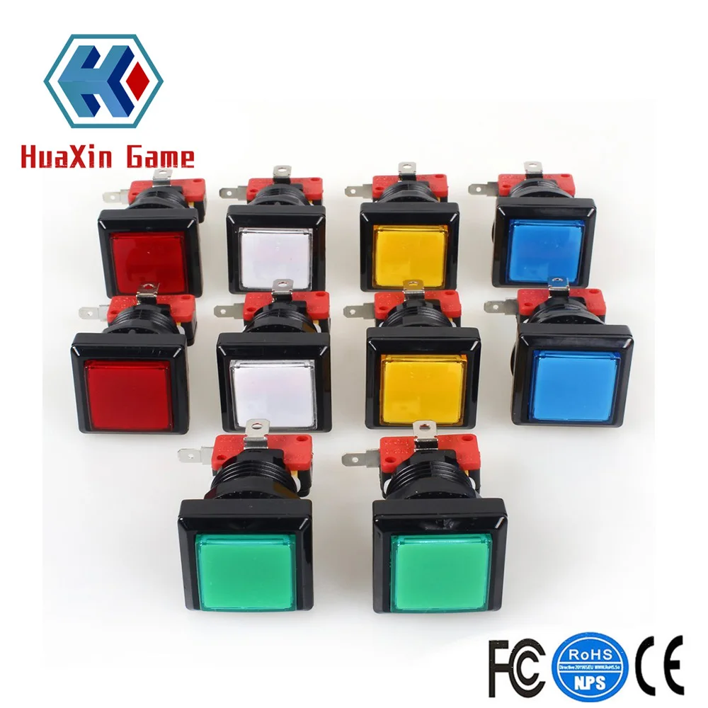 10x 5V Arcade Square Shape LED Illuminated Push Button With Micro Switch For Arcade Machine ...