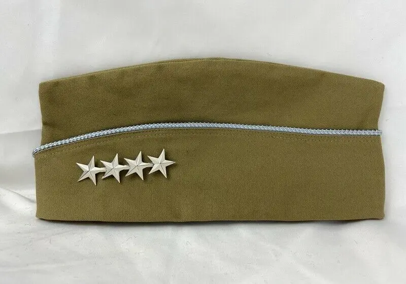 WW2 US ARMY KHAKI GARRISON CAP HAT & OFFICER 4 STAR GENERAL RANK ...