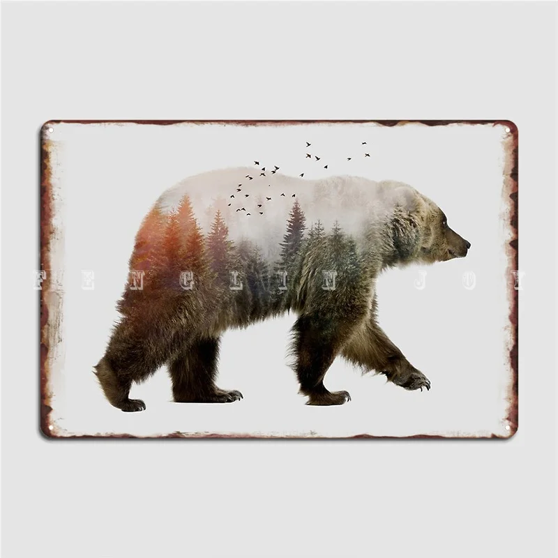 Bear Metal Sign Club Home Cave Pub Decoration Mural Painting Tin Sign ...