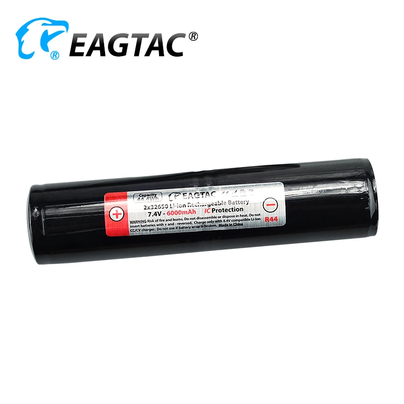 EAGTAC 2x32650 7.4V 6000mAh (R44) Protected Li-ion Battery Pack Brass ...
