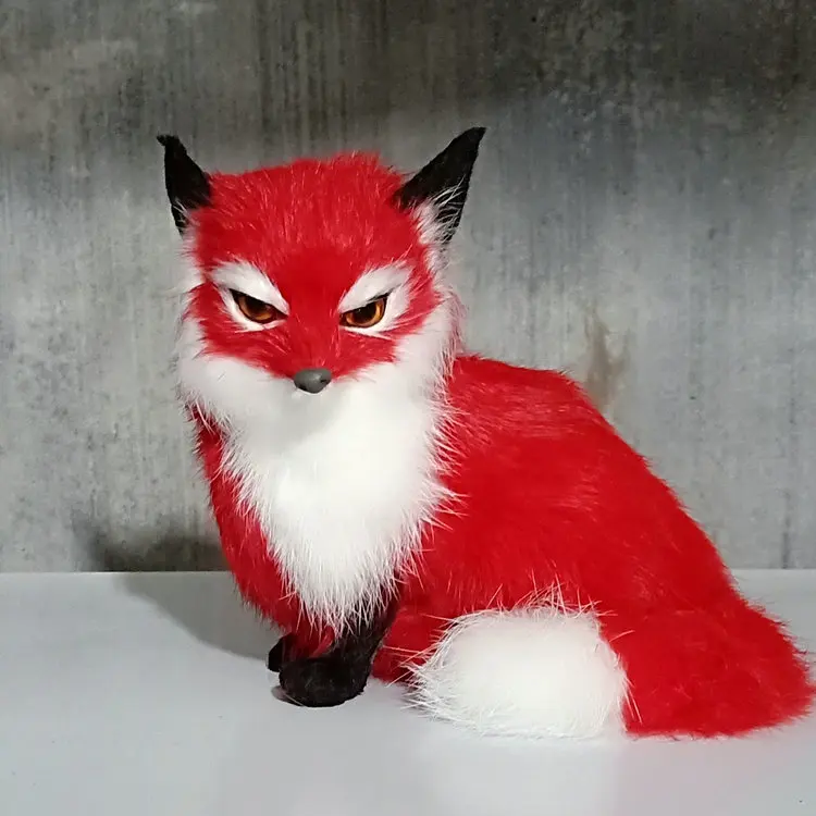 Creative Real Life Red Fox Model Plastic&furs Simulation Fire Fox Doll ...