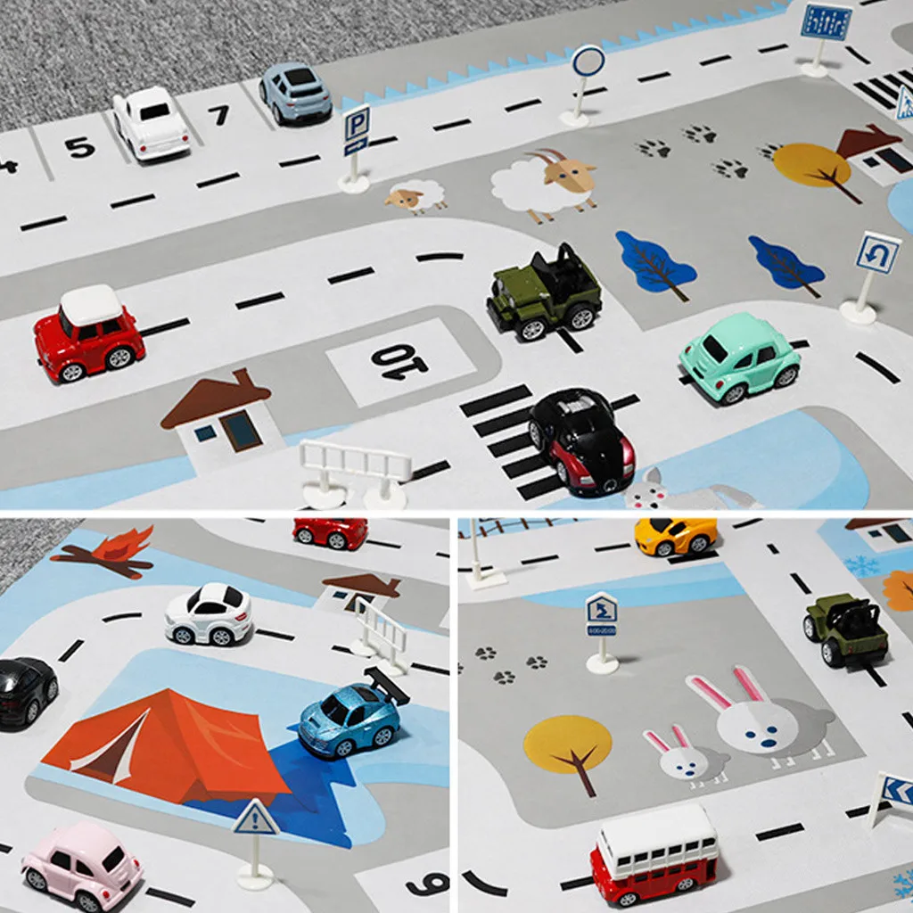 130*100cm Taffic Highway Map Play Mat Modern Style Kids Portable Car ...