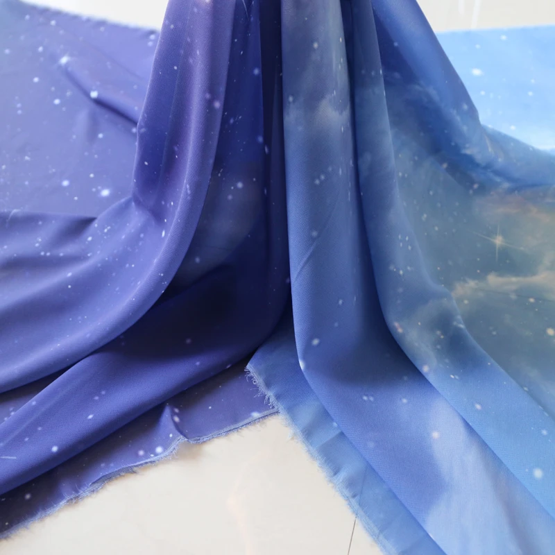 Meter Ombre Chiffon Fabric Starry Sky Digital Georgette Chiffon Fabric ...