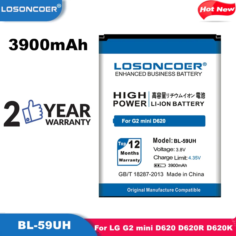 LOSONCOER 3900mAh para LG G2 mini D620 D620R D620K L65 D285 D618 D315 ...