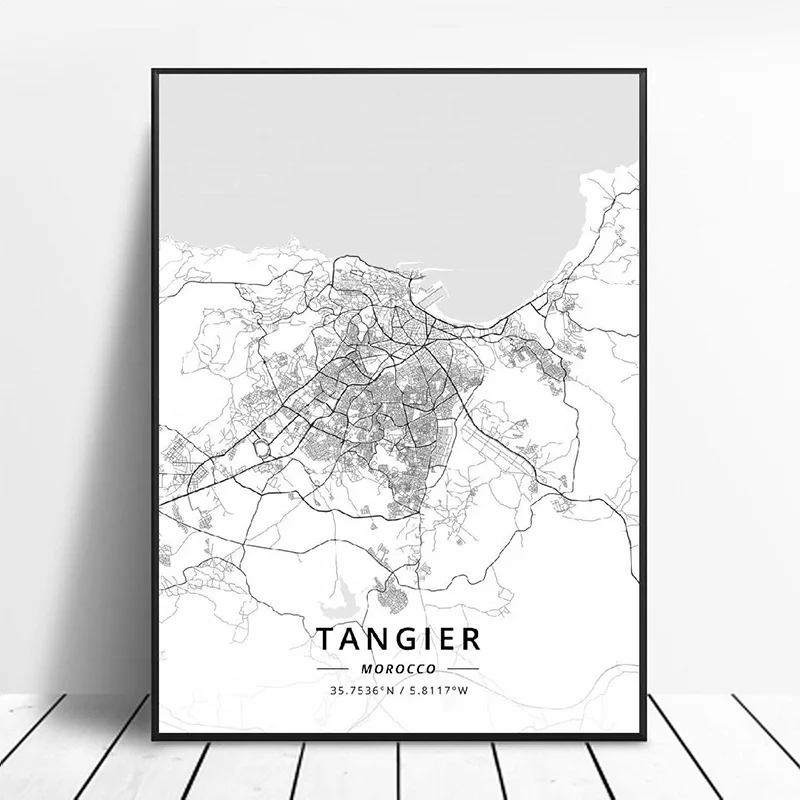 Home & Living Tangier map art city map print map poster Tangier map ...