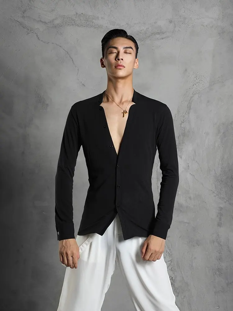 ZYM for Men Long Sleeve Latin Dance Top Wear Men's dance wear Slim Fit ...
