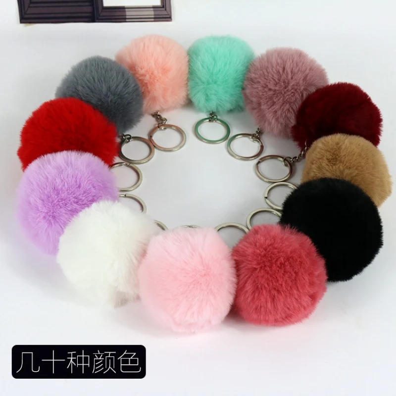 Cute-Girls-6CM-Fluffy-Rabbit-Fur-Ball-Keychain-For-Women-Pompom-Fur ...