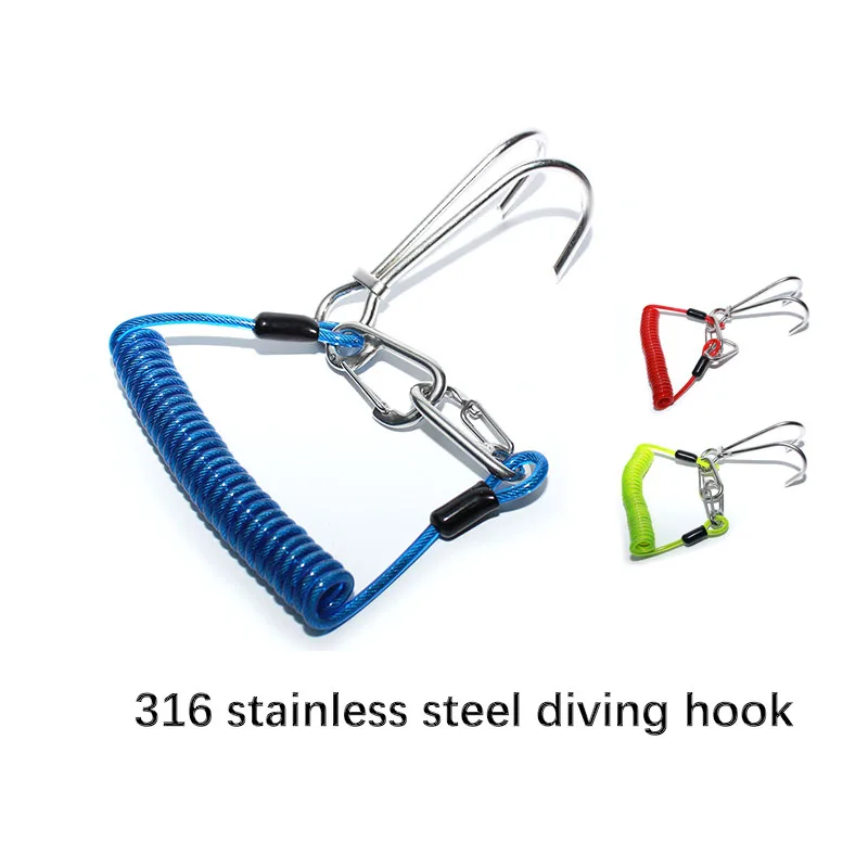 Diving Drift Reef Flow Hook Double Hook With Spiral Coil Lanyard Rope ...