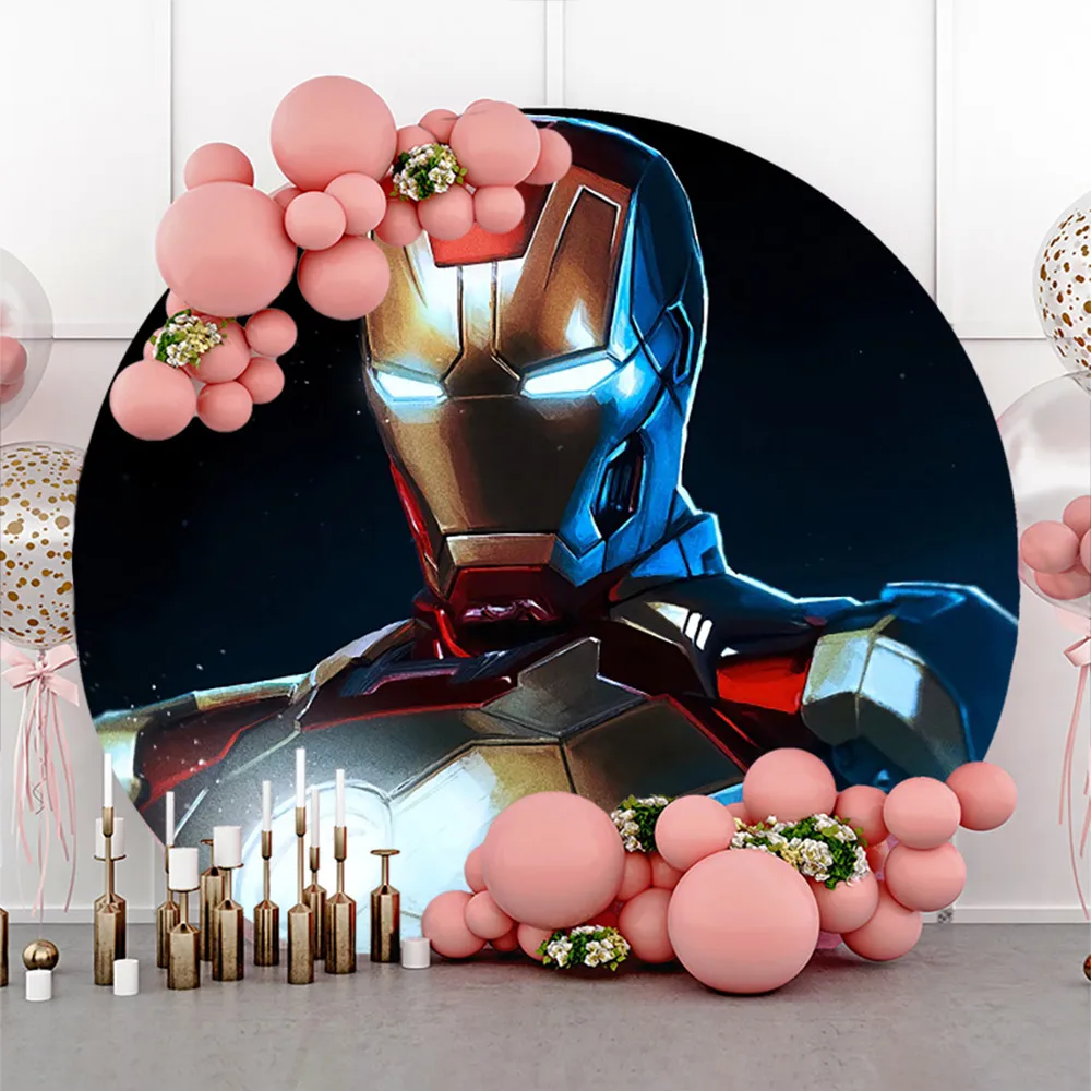 Party Backdrops Marvel Superhero Round Shape Iron Man Children's ...