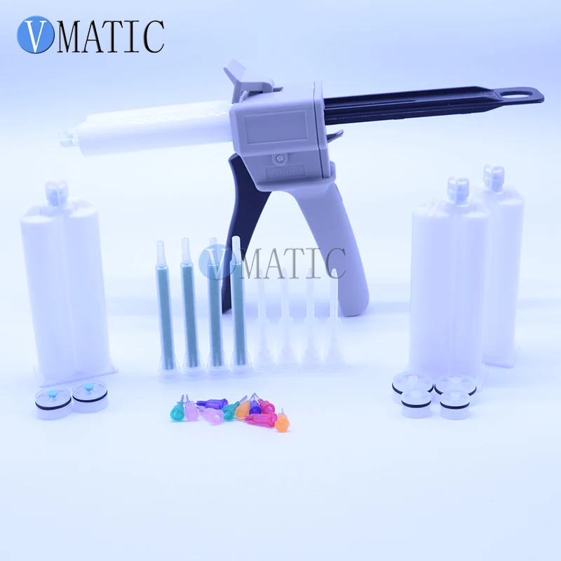 Free Shipping Ab Glue Cartridge 2:1 1:1 Universal 50ml 50cc Manual Dispense Gun With Static ...