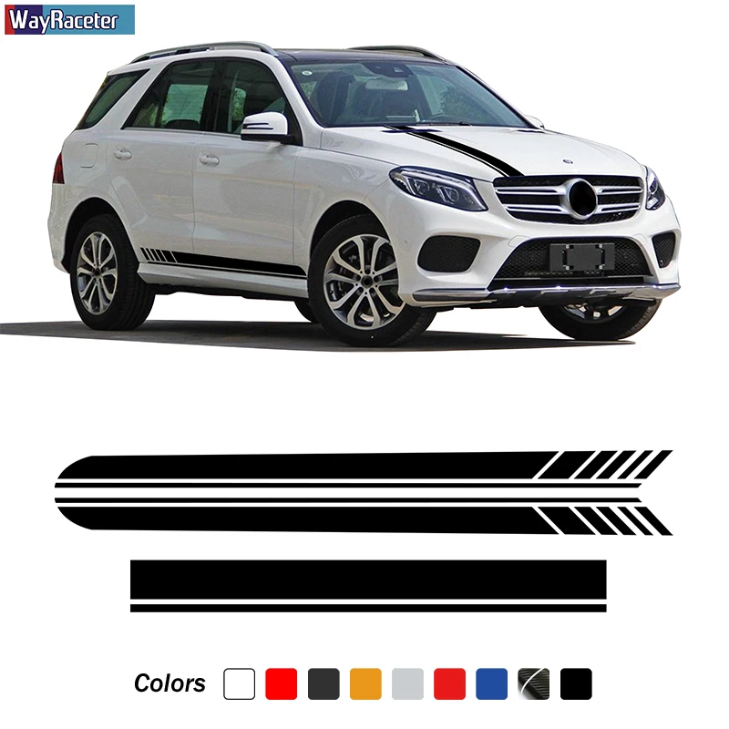 Edition 1 Amg Car Hood Decal Side Stripes Skirt Sticker For Mercedes ...