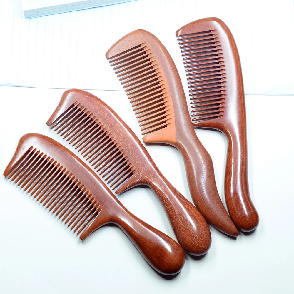 Red Sandalwood Comb Round Handle with Fine Teeth Thickening High end ...