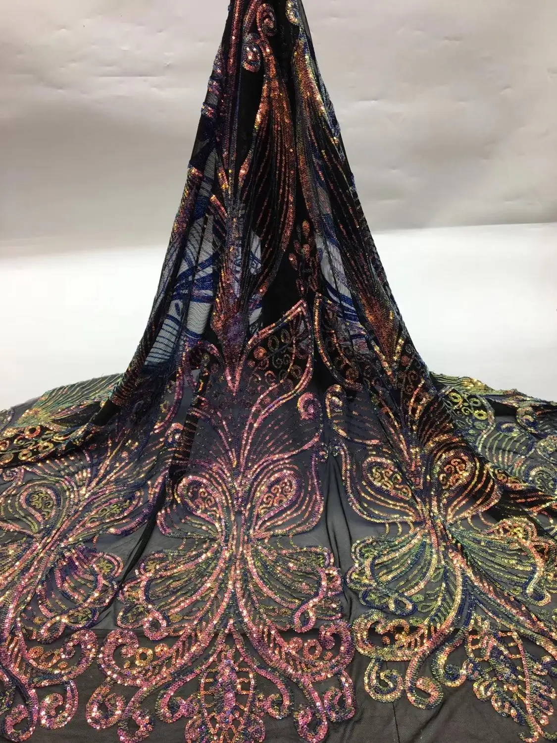 Más muti color de diseño moderno tela con encaje de red francés ...