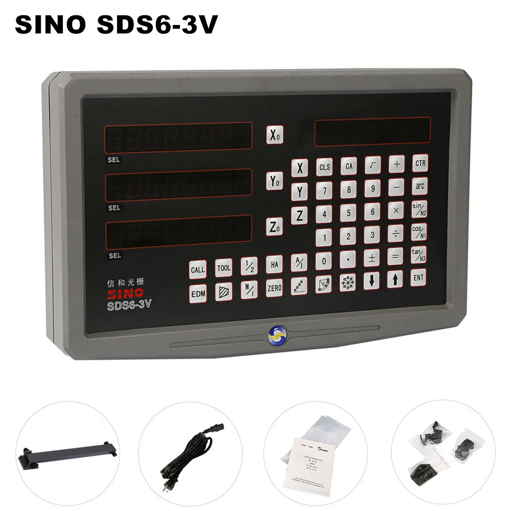 SINO SDS6-3V 3 Axis Metal Cover Digital Readout DRO TTL RS422 AC110V ...