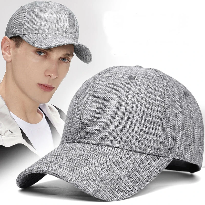 Big size deep faux linen baseball hats male summer outdoors cool sun ...