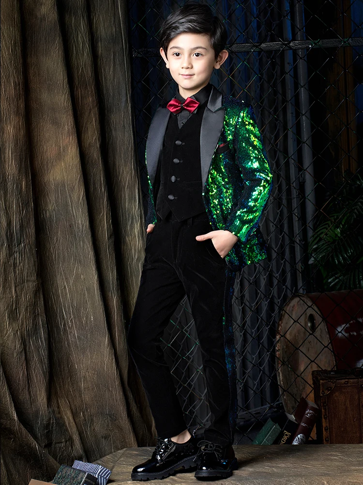 YuanLu Boys Suits For Wedding Party Shiny Green Kids Suits Baby Blazer ...