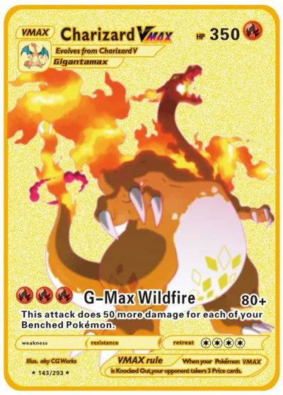 English Gold Cards Metal Card Vmax V Max Pikachu Charizard Rainbow ...