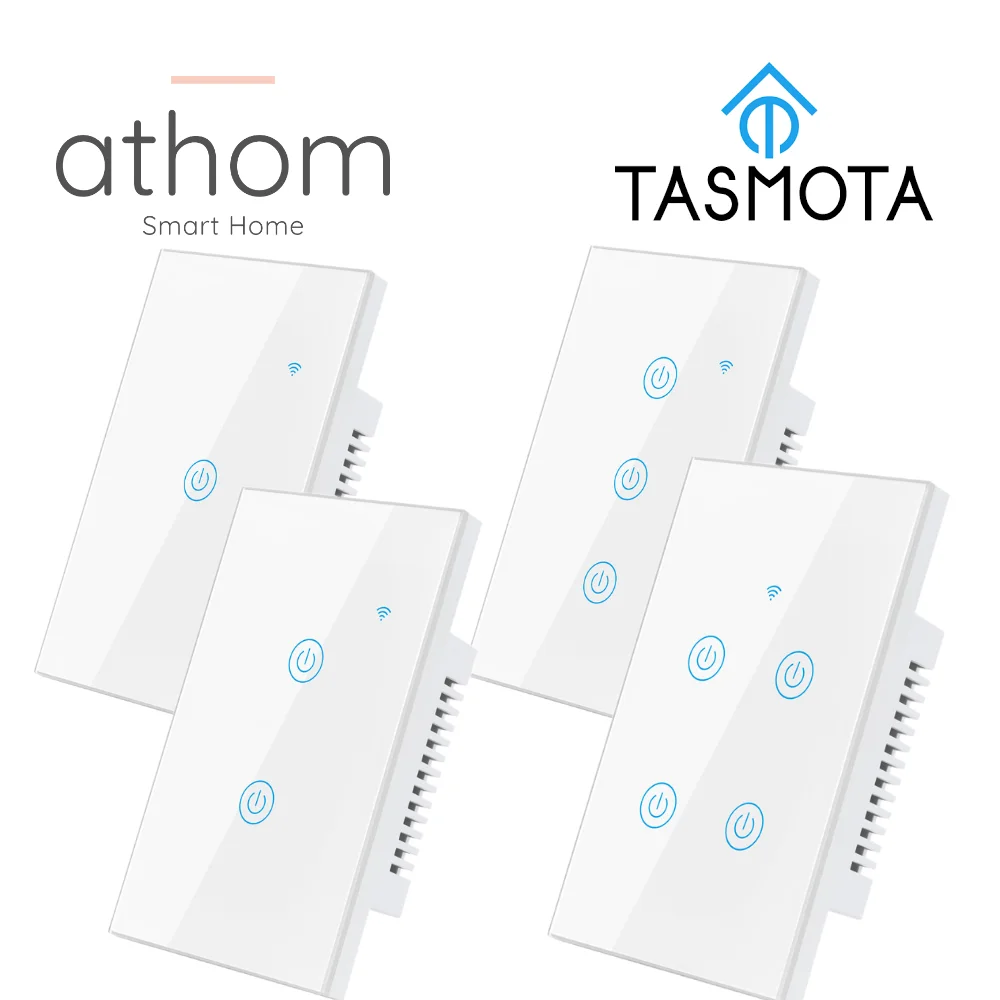 Athom Us Switch Pre Flashed Tasmota Esp8266 Wifi Switch Touch Key 1/2/3 ...