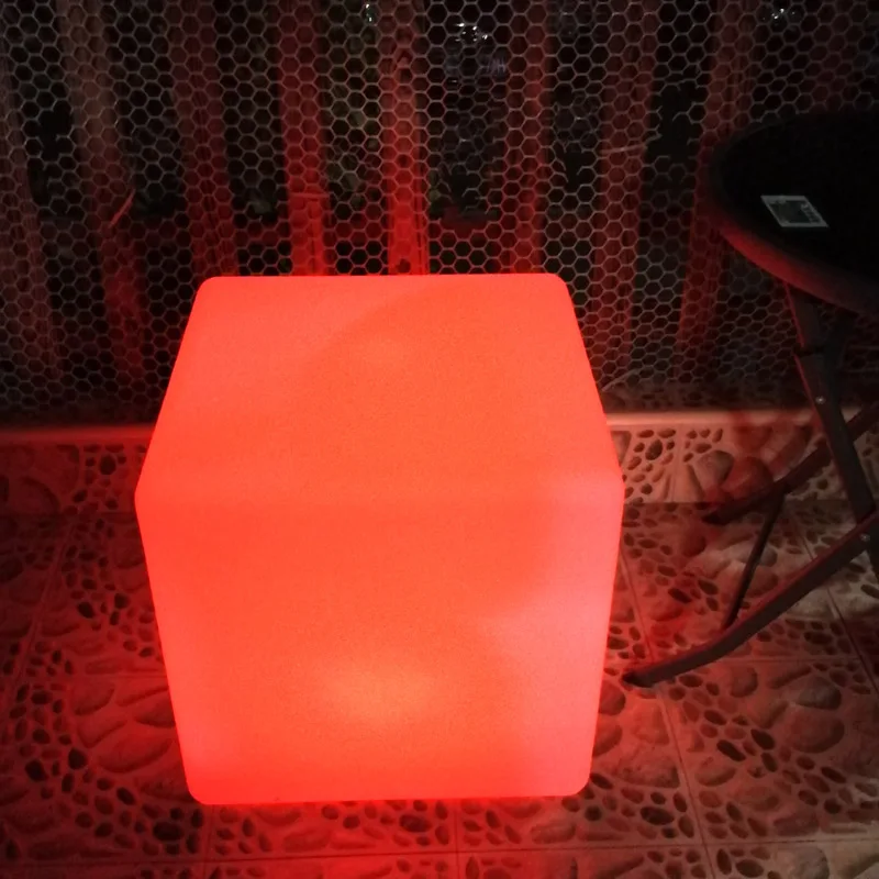 50cm 1.64ft Led Cube Stool Seat / Light Cubic Seat / Glowing Cube Chair ...