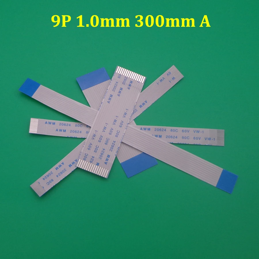 1 개/몫 9pin ffc fpc 플랫 플렉시블 케이블 1.0mm 피치 9 핀 a 전방 길이 300mm 리본 플렉스 케이블 ...