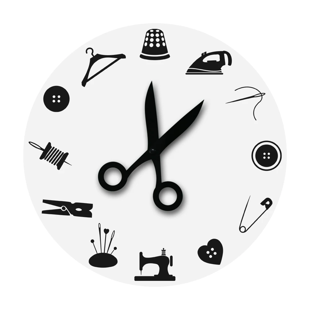 I-Love-Sewing-Inspired-Modern-Acrylic-Wall-Clock-Needlework-Tools-3D ...