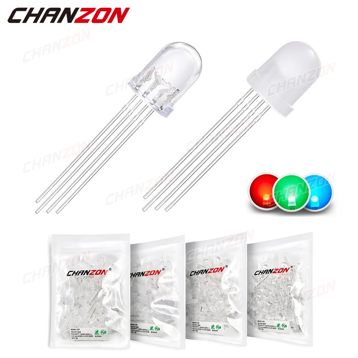 50pcs 8mm Rgb Led Emitting Diode Micro Indicator Red Green Blue ...