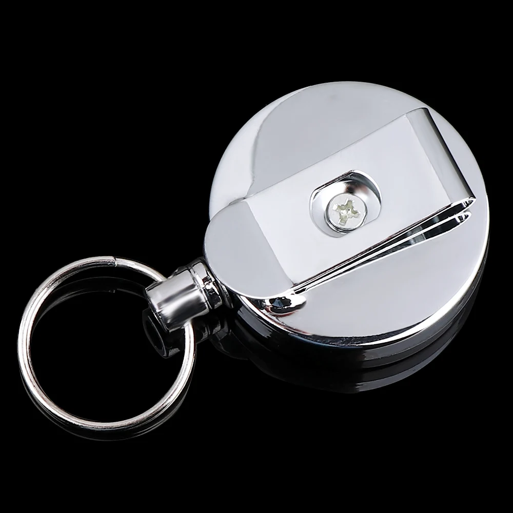 Retractable Metal Key Chain Card Badge Shape Holder Steel Recoil Ring ...
