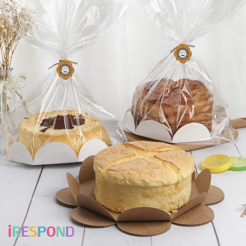 10PCS-6-8inch-Chiffon-Cake-Bread-Packing-Bags-With-Paper-Tray-Toast ...