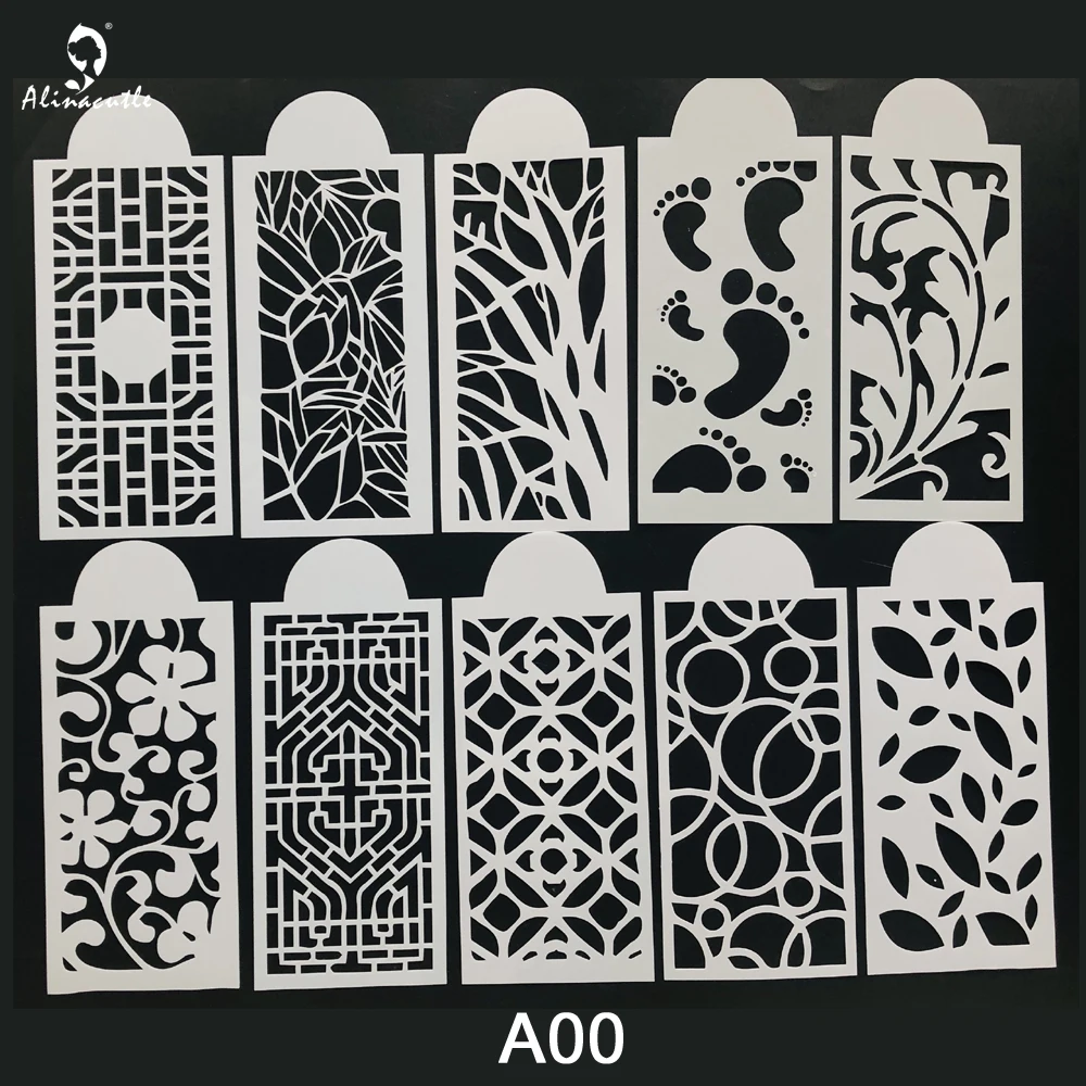 10pc-Slimline-Stencils-Painting-Templates-for-Scrapbook-Cake-Tile ...