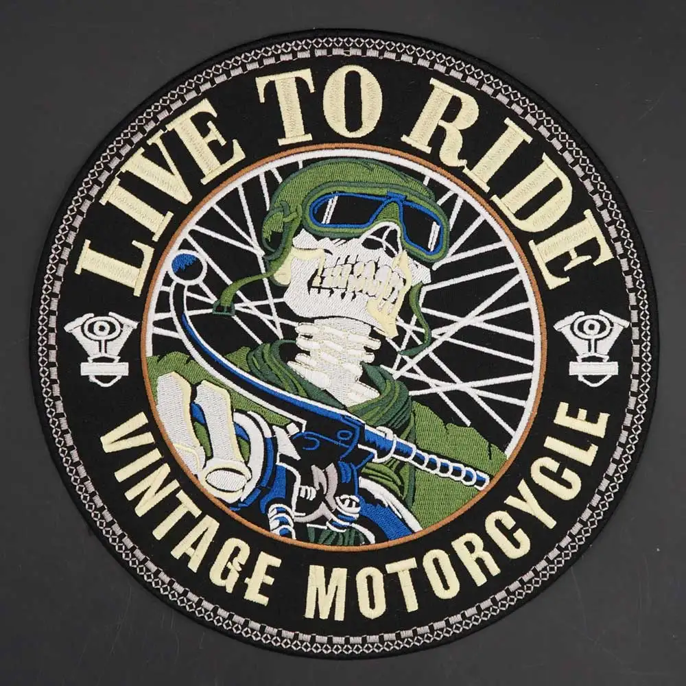 LIVE-TO-RIDE-VINTAGE-MOTORCYCLE-Embroidery-Patch-Sticker-Badge-for ...
