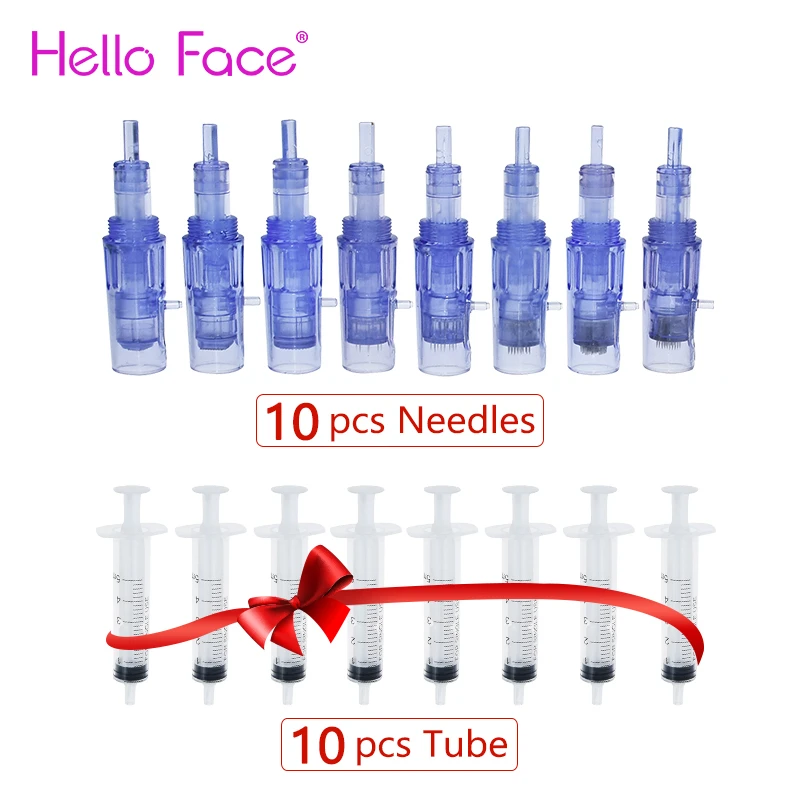 MTS Microneedle 10 PCS 카트리지 및 10 PCS 주사기 튜브 스크류 정장 2 in 1 미니 히드라 건 자동 ...