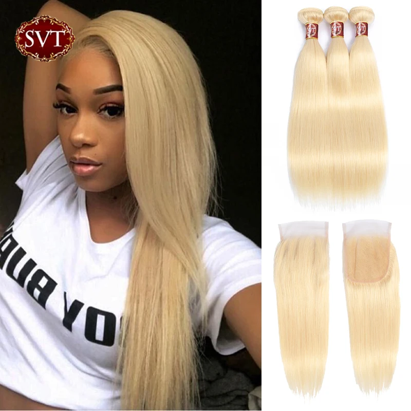 SVT 613 Pacotes Com Loira Fechamento Fechamento Remy Pacotes Com 4X4 3 ...