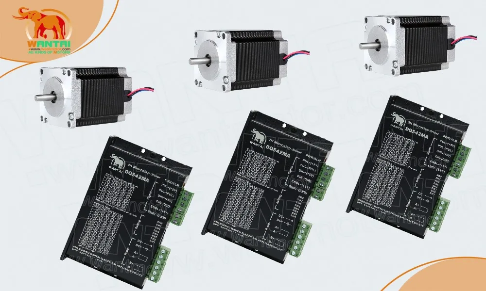 3Axis DQ542MA Drivers & Stepper Motor Nema23 with 350oz-in 57BYGH840-26 ...