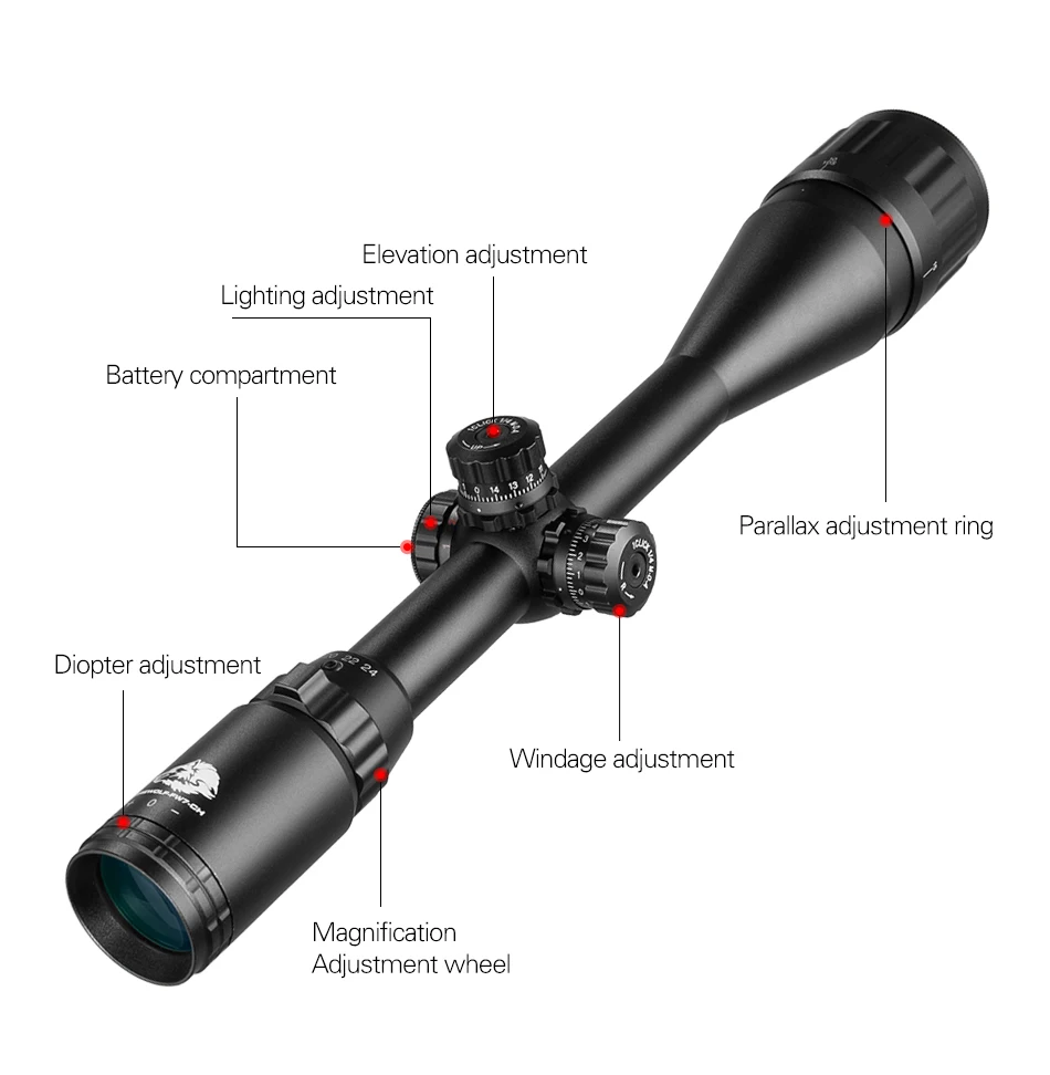 Fire Wolf 6-24x50 Hunting tactical optics cross red light rifle scope ...