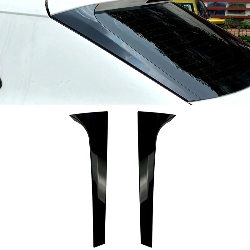 2Pcs Gloss Black Rear Window Side Wing Roof Spoiler Splitter Stickers ...