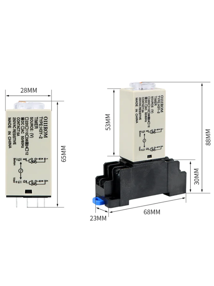 H3y 2 Timer Relay Socket | Dpdt Delay Time Relay Ac | Delay Relay Timer ...