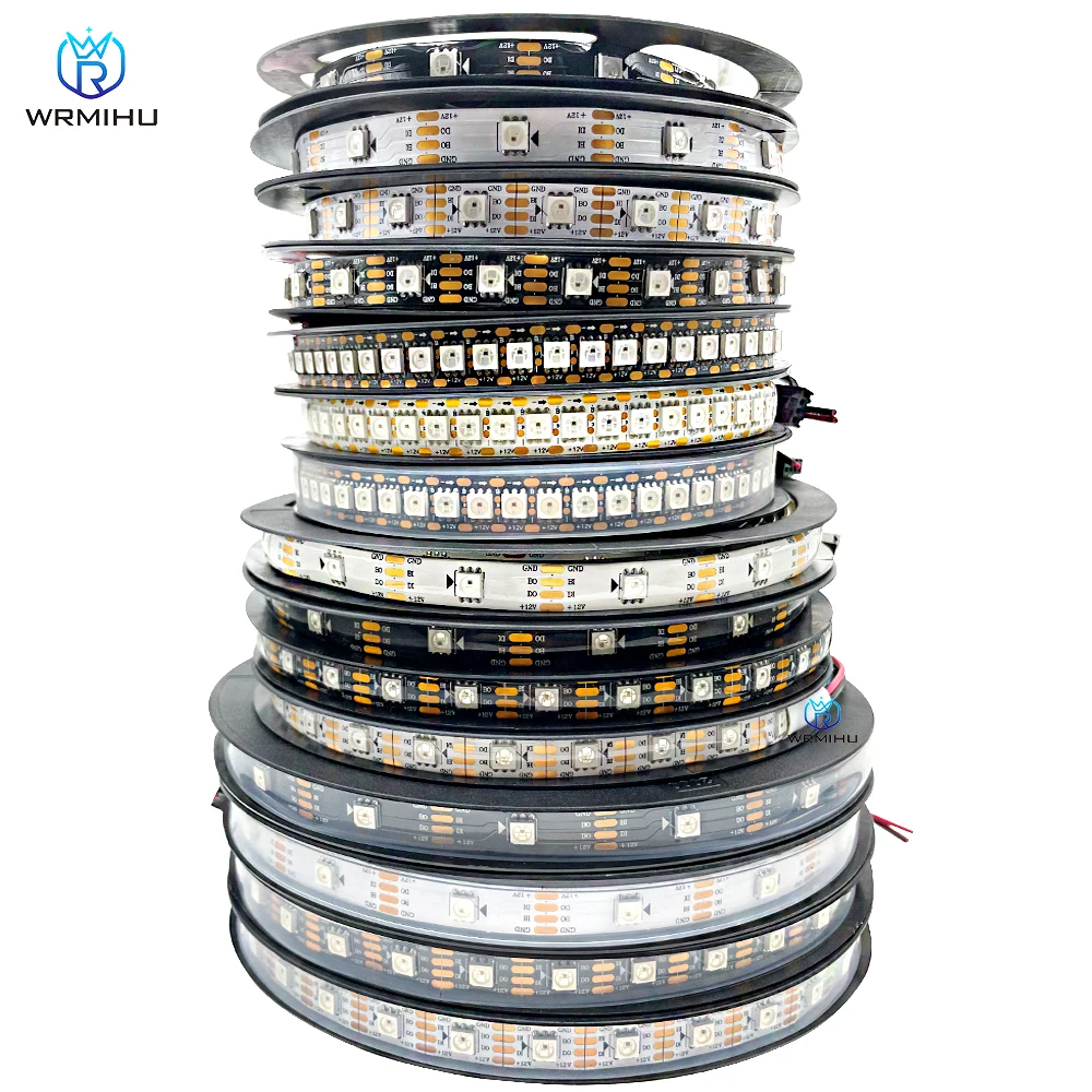 DC12V WS2815 5050RGB 5m/Roll 30/60/144leds/m Black/White PCB IP30/IP65 ...