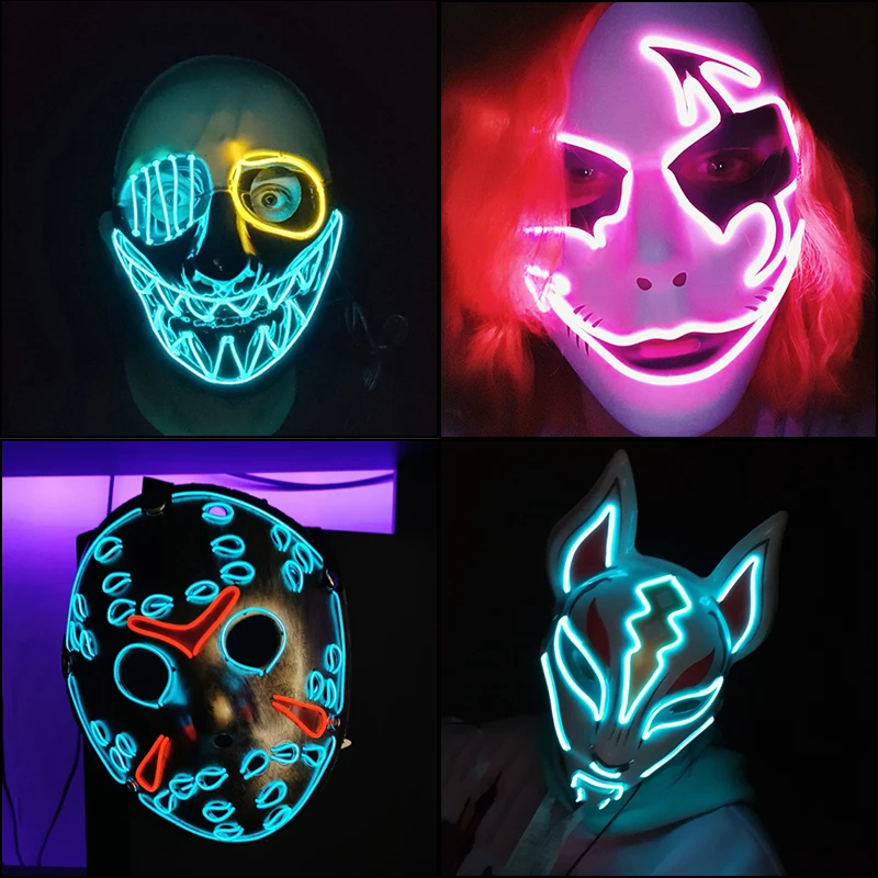 Fashion Movie Cosplay Mask Light up LED Mask Halloween Party Masque ...
