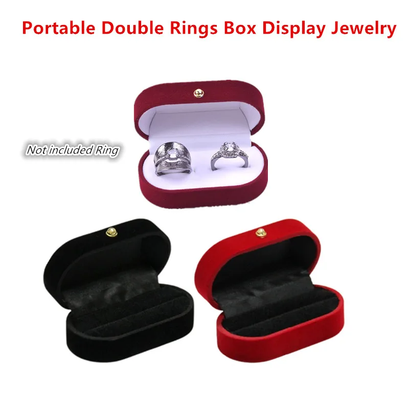 1 Pc Portable Double Rings Box Display Jewelry Gift Holder Wedding ...